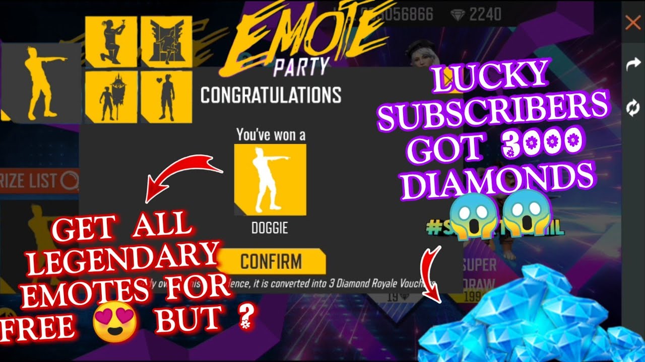HOW TO GET ALL LEGENDARY EMOTES IN EMOTE PARTY EVENT FREE // LUCKY ...