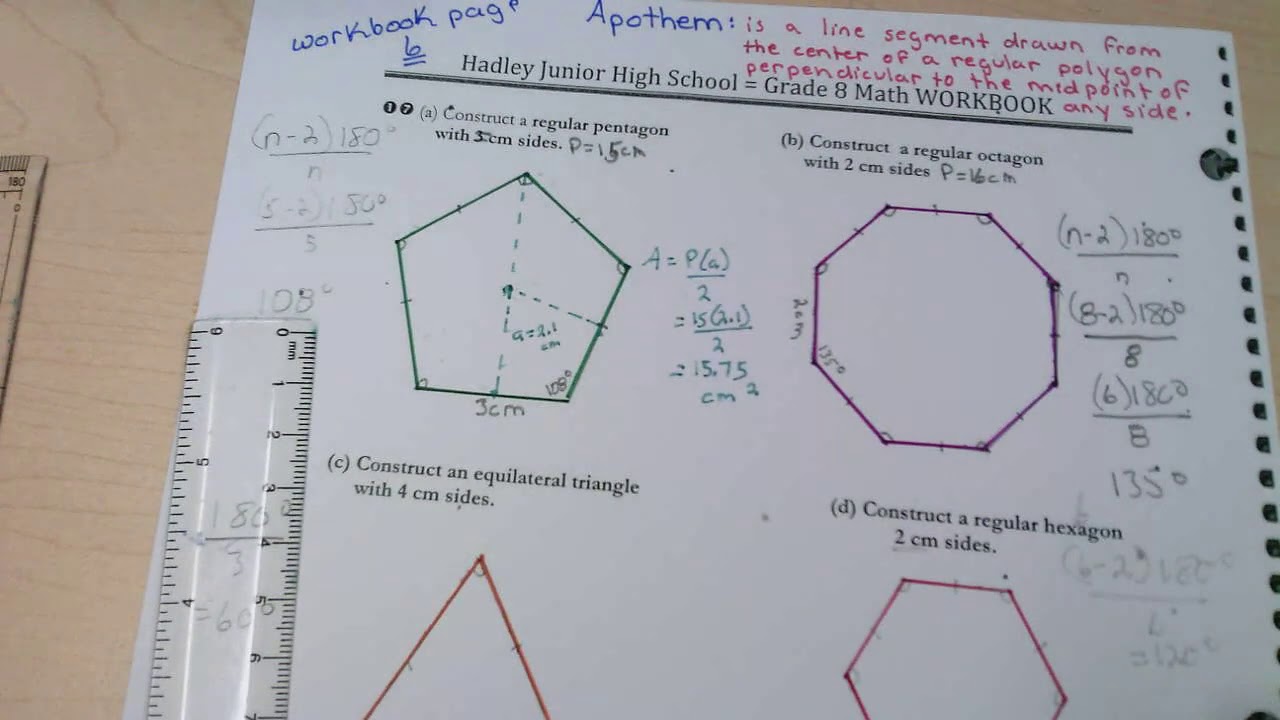 Unit 2.6 Regular Polygons: How to find the apothem after constructing a regular polygon - YouTube