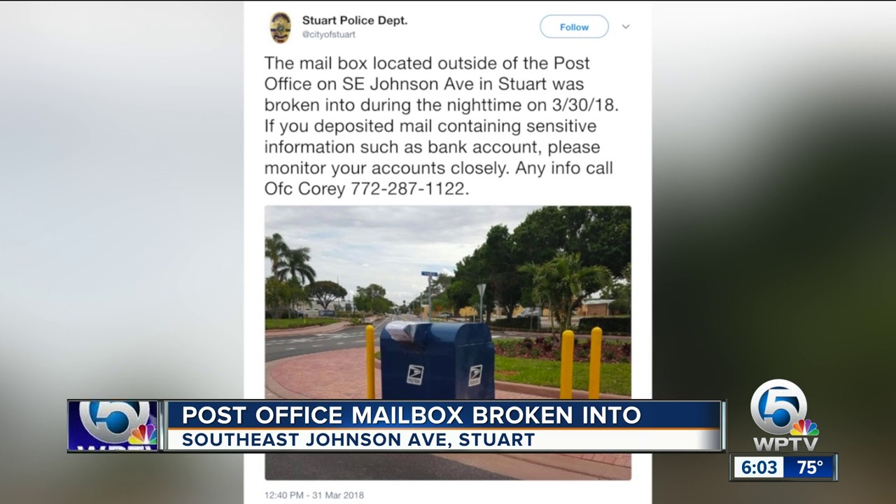 Mail stolen from mail box outside Stuart post office - YouTube