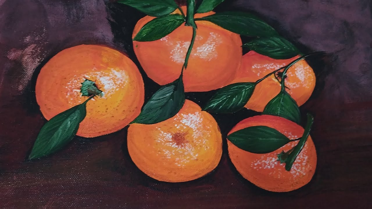 Paint oranges with me/Oranges acrylic painting /Easy method - YouTube