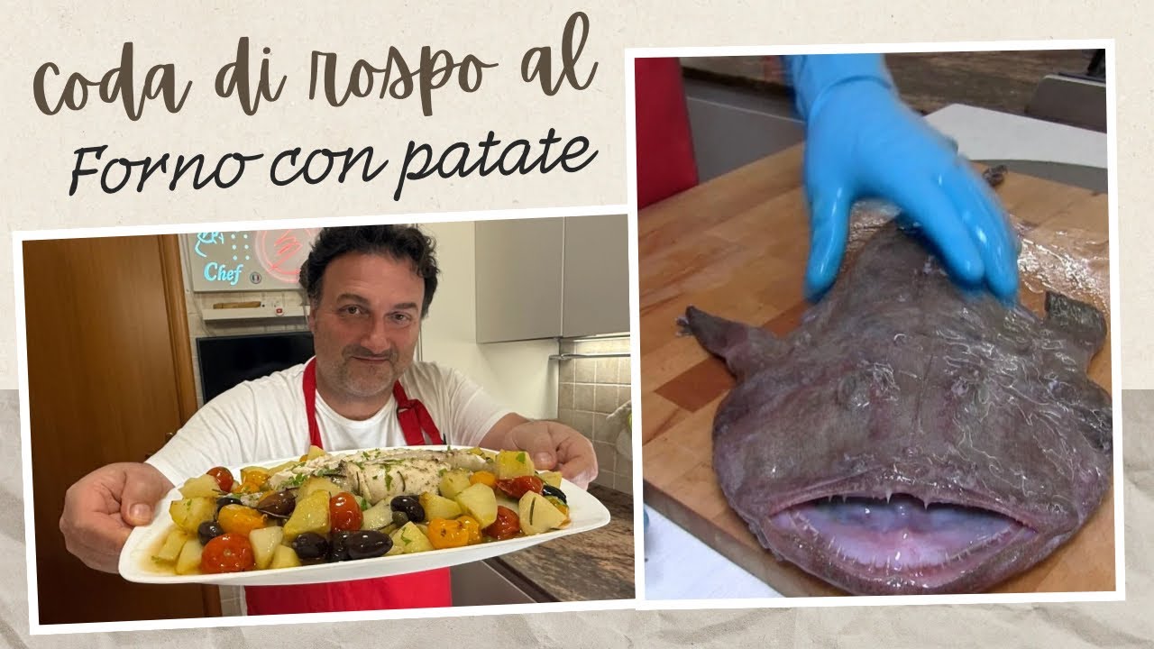 Coda di rospo al forno con patate, olive e pomodorini - YouTube