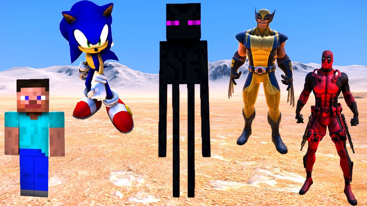 Minecraft Endermen Vs Sonic Steve Deadpool Wolverine Ordusu - Uebs ...
