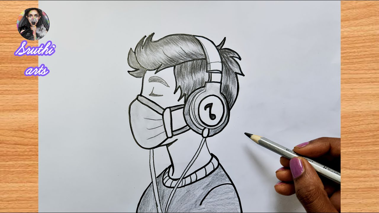 Easy Masked Boy Drawing Picture, Howto Draw a Man Wearing a Mask ...