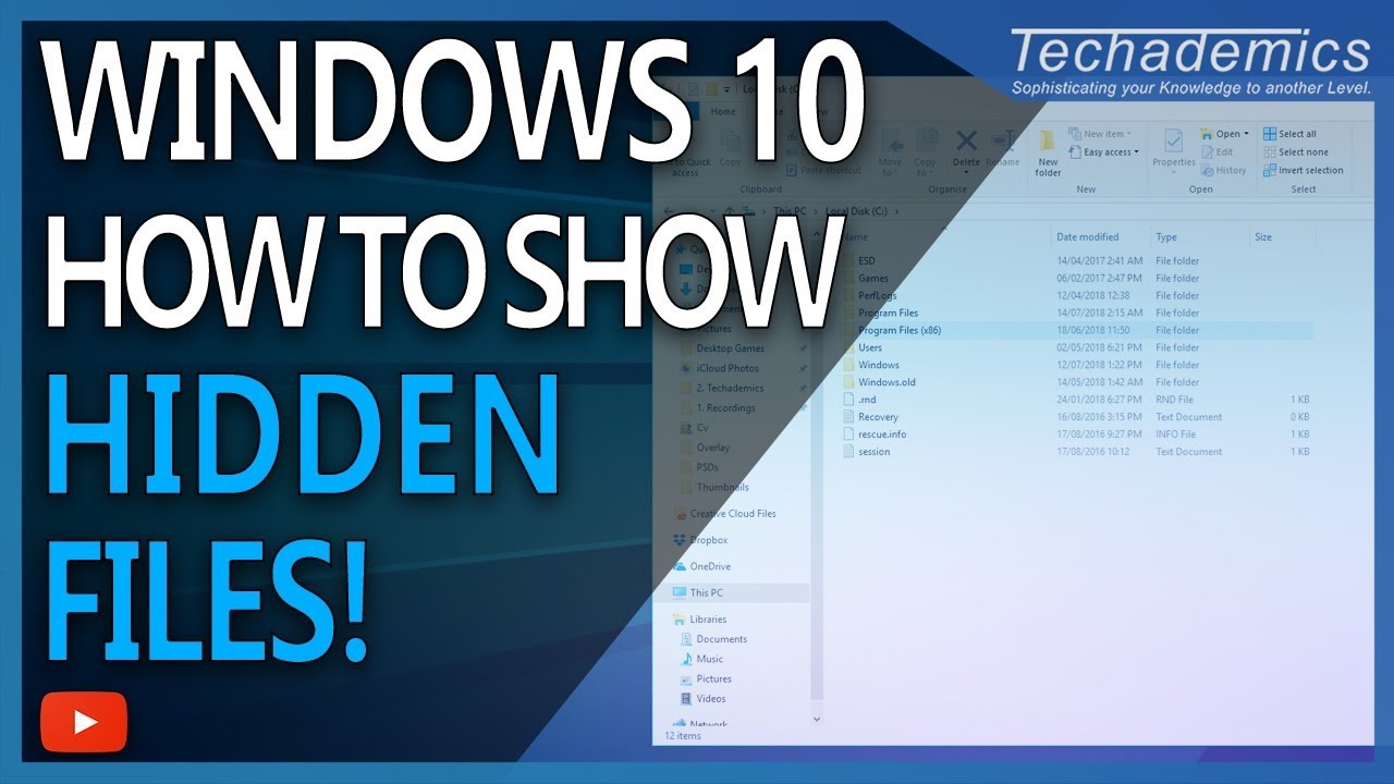 How To Show Hidden Files Windows 10 - YouTube