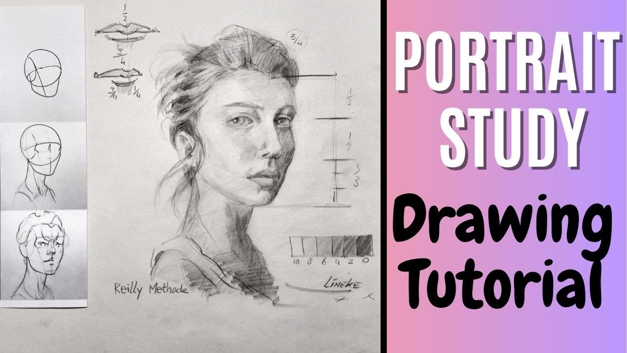 Portrait Study three quarters with charcoal pencil - YouTube