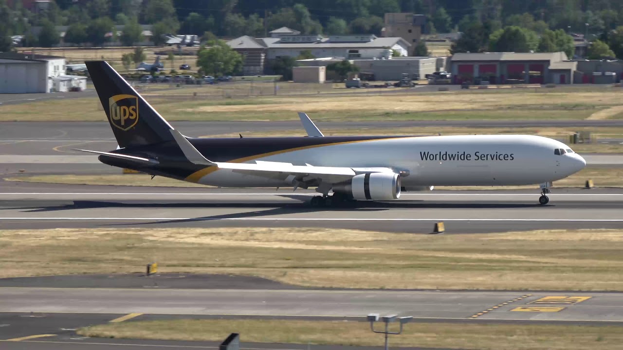 UPS Boeing 767-300F Landing & Departing Portland International Airport ...
