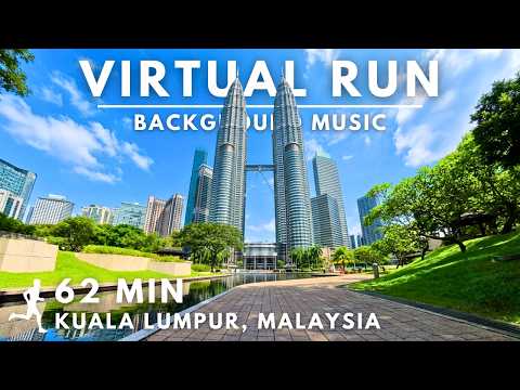 Malaysia 🇲🇾 | Kuala Lumpur, KLCC Park | 62 Min Virtual Running Video For Treadmill | With Music