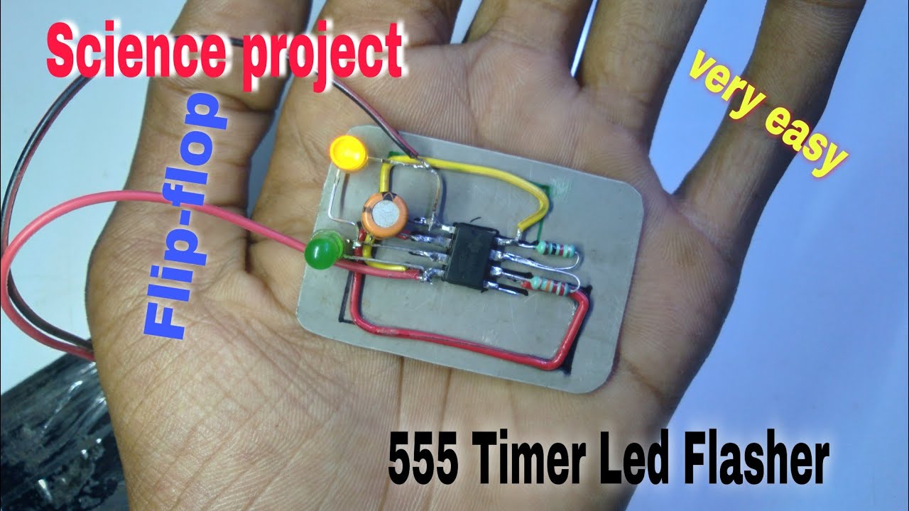 How to make Led Flasher circuit with 555 Timer ic | Flip-flop Led ...