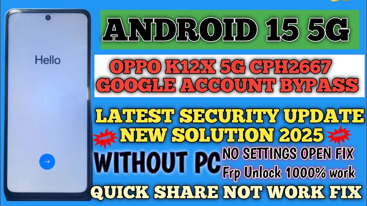 OPPO K12x 5G (CPH2667) Frp Bypass | Latest Update Solution Android 15 ...