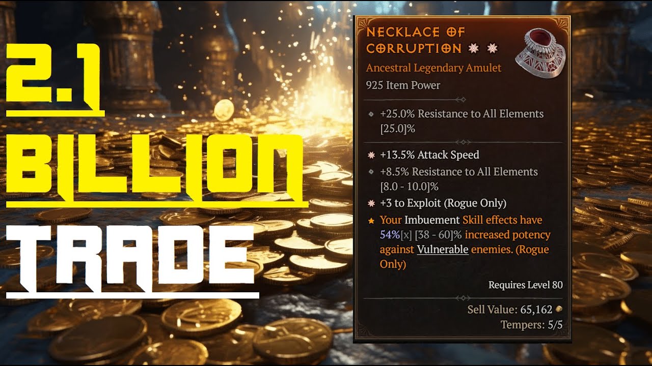 Diablo 4 Trade #7 2.1 BILLION GOLD AMU Discord Auction - YouTube