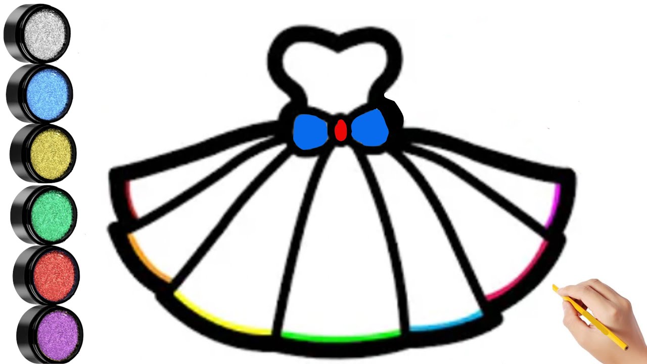 Dress Drawing for Kids || How to Draw Rainbow Dress || Coloring Dress ...