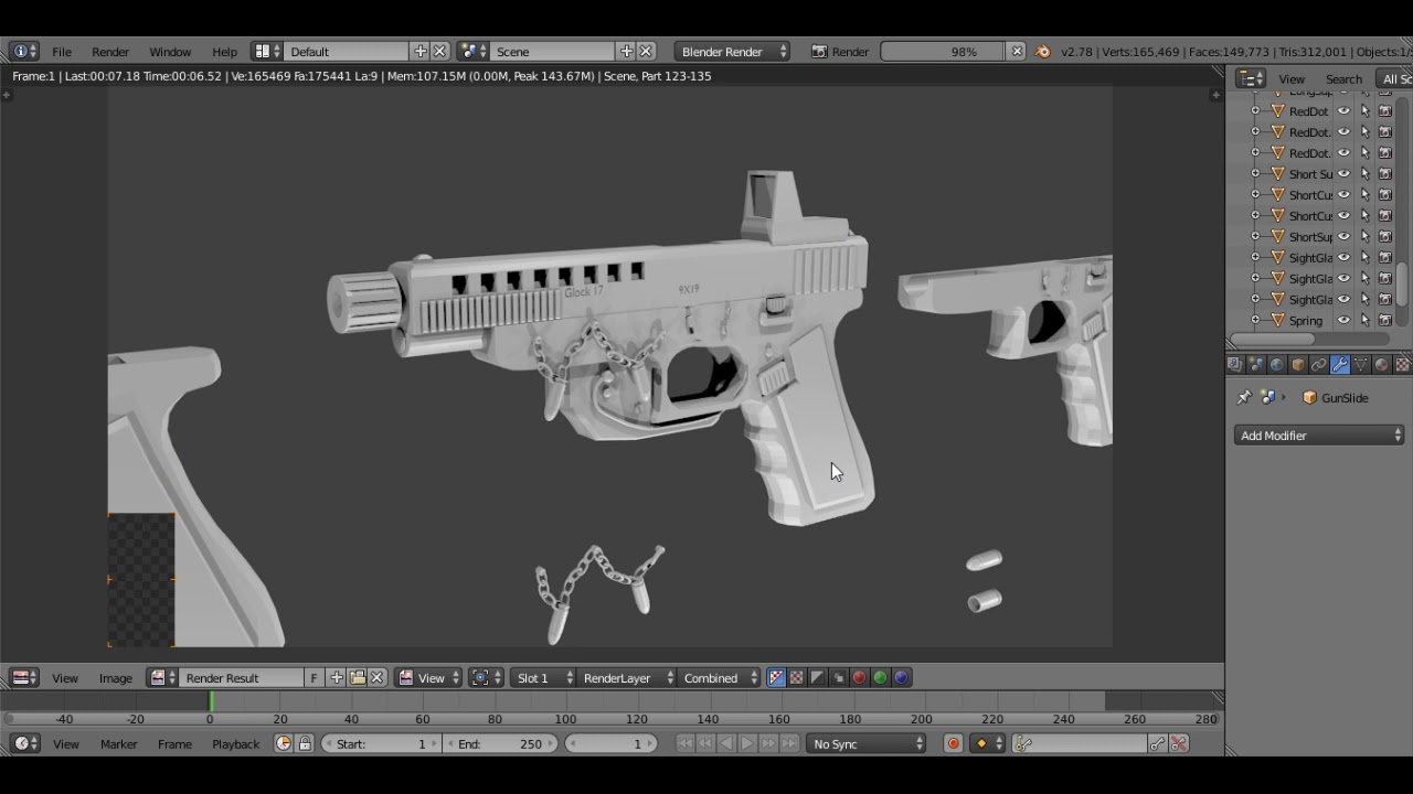 Glock Custom Blender 3D Model - YouTube