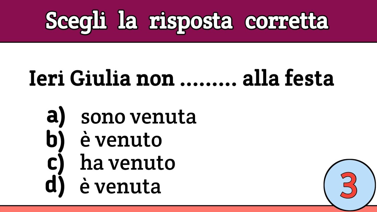 Italian quiz #303/Italiano per stranieri/Level A2/scegli la risposta corretta/il passato ...