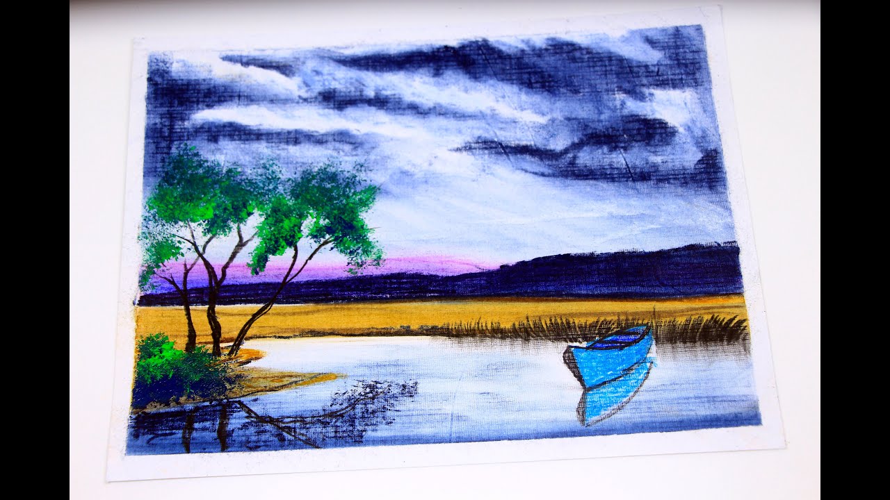 Easy Painting #120 / Beautiful Summer river painting with Soft Pastel ...