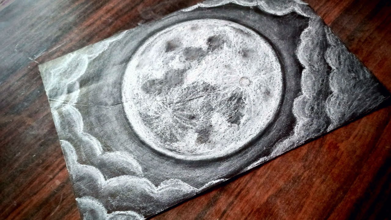 Moon Drawing/Easy Moon painting for beginners/Drawing with Oil pastels ...