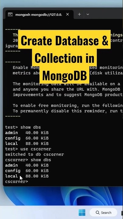 Create Database & Collection in MongoDB #viral #ytshorts #shorts # ...