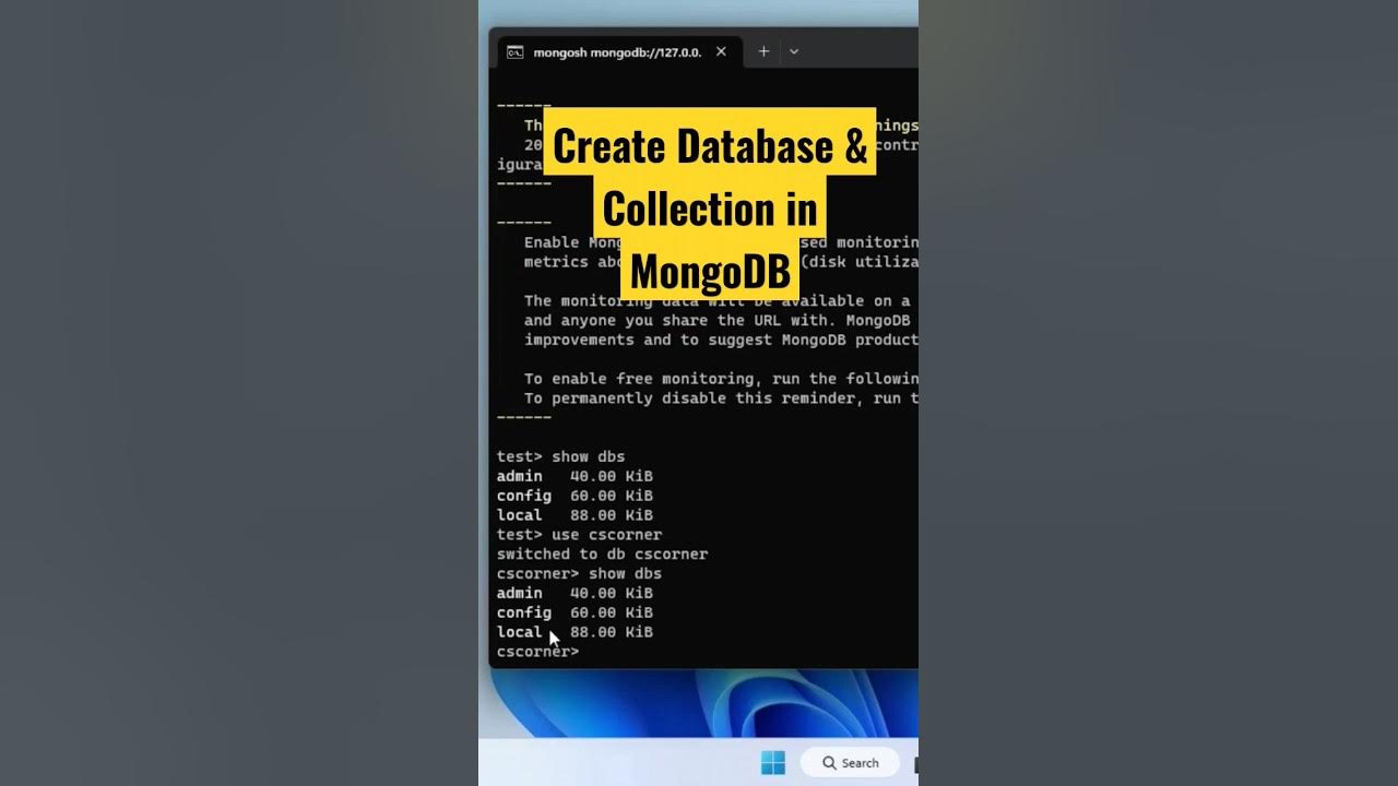 Create Database And Collection In Mongodb Viral Ytshorts Shorts Mongodb Viralvideo Trending