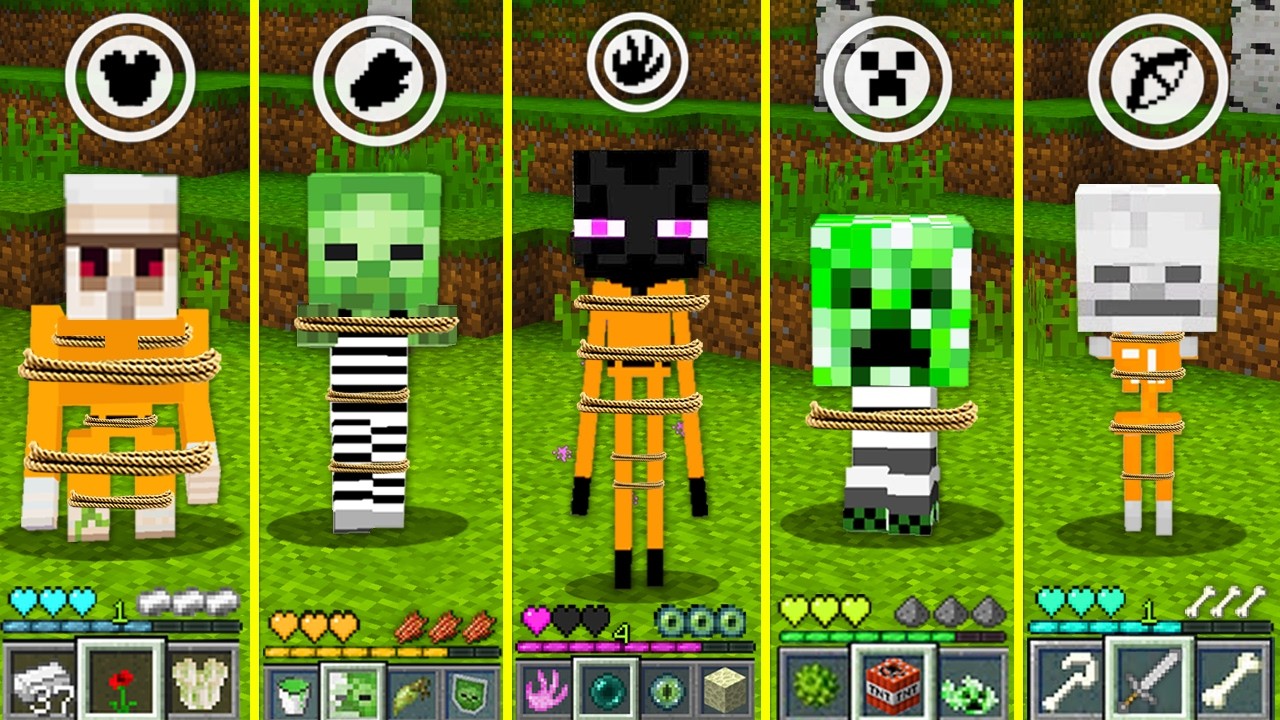 LITTLE MOBS BECAME PRISONER in MINECRAFT SKELETON ZOMBIE ENDERMAN ...