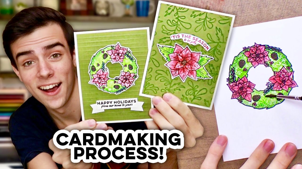 Cardmaking Process - Christmas Cards Stamping - YouTube