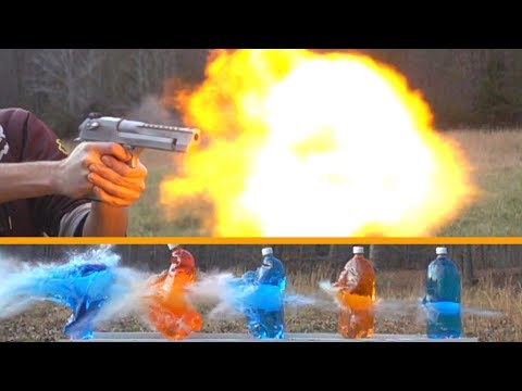 .50AE Desert Eagle vs 2 Liter Bottles High Speed Video