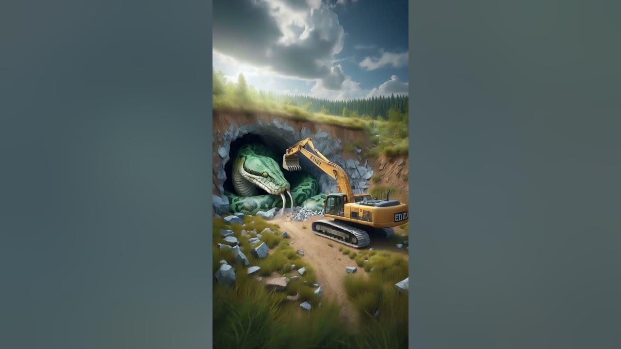 excavator operator was attacked by massive green python snake - YouTube