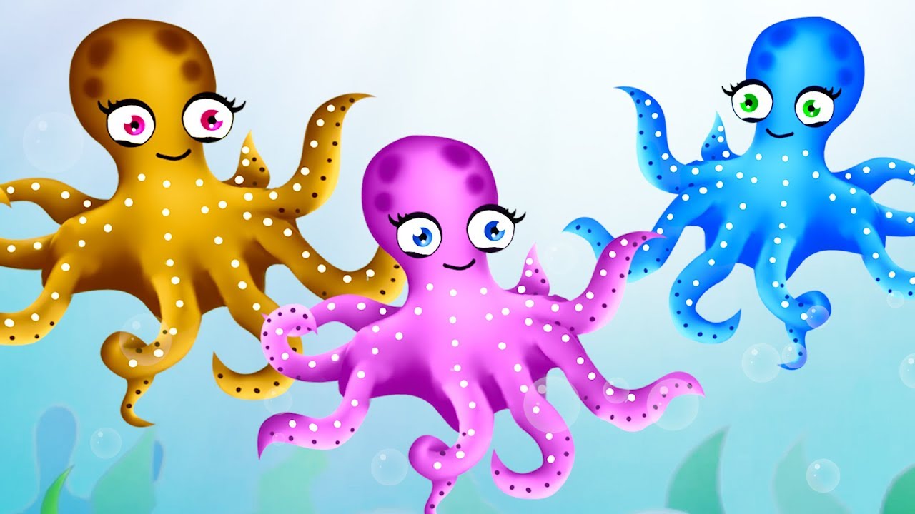 Five funny octopuses melody of Five little Monkeys jumping on the bed ...