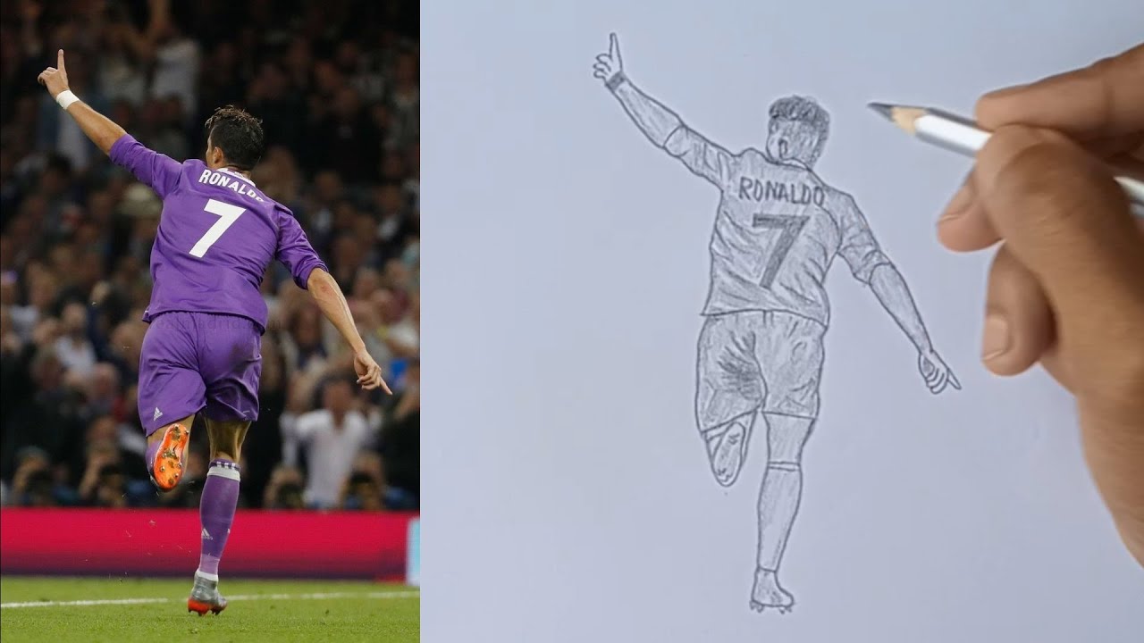 How to Draw Ronaldo's Back Side Celebration in Full Body drawing ...