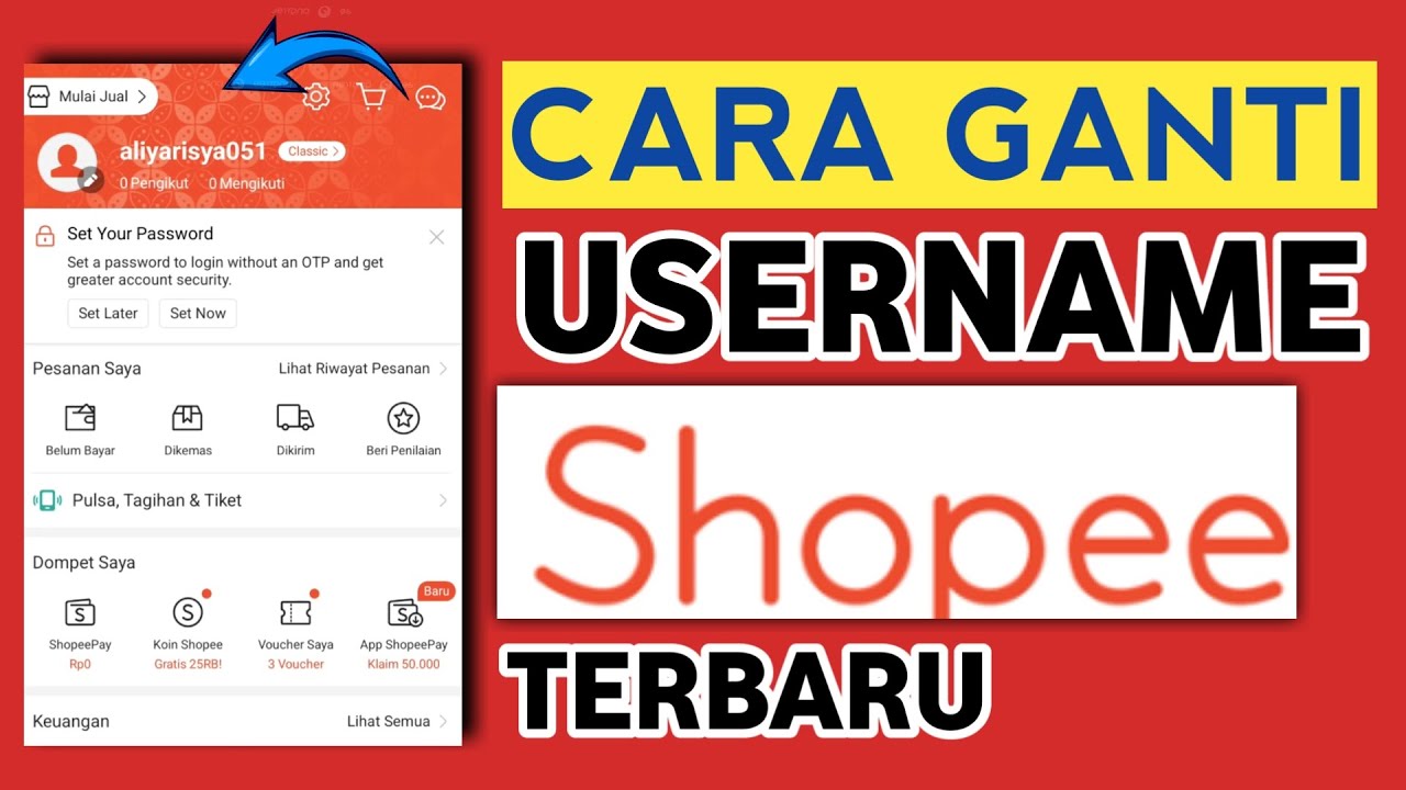 CARA GANTI USERNAME AKUN SHOPEE TERBARU • ganti nama shopee - YouTube