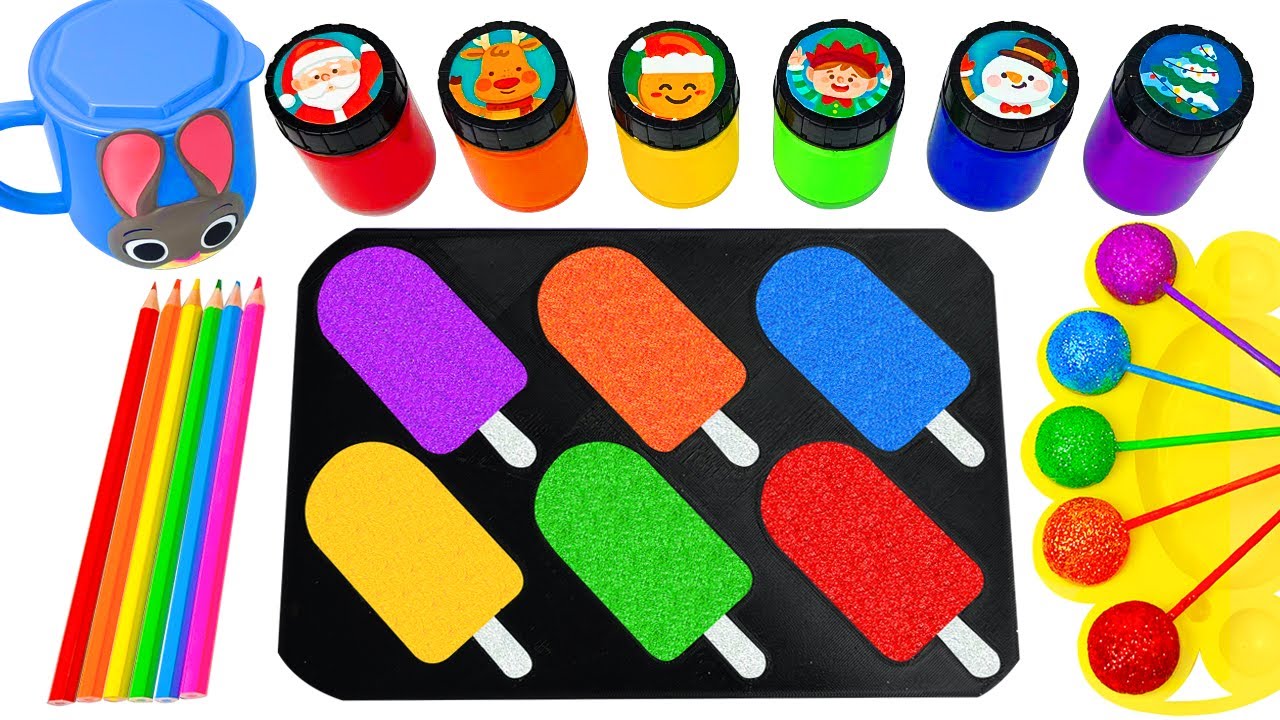 Satisfying Video l How To Make Rainbow Lollipop Candy Paints & 6 Ice ...