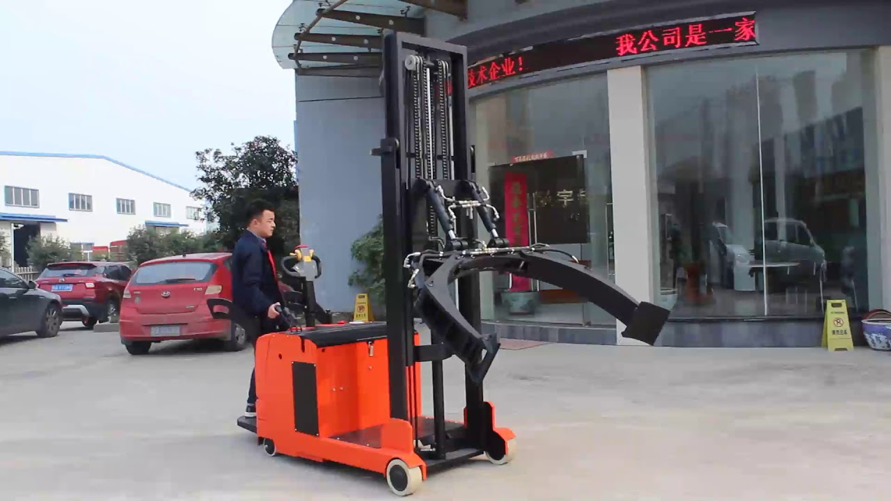 How to stack large truck tires with new forklift equipment attachment ...