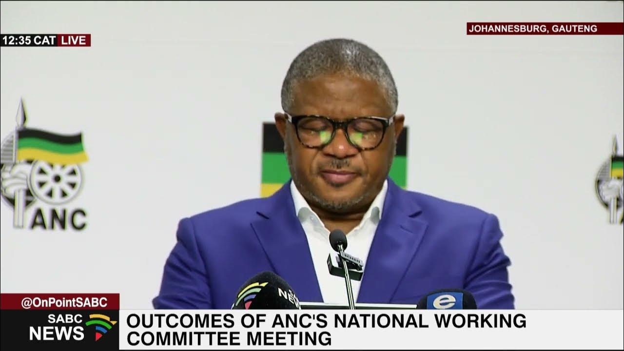 ANC Secretary General Fikile Mbalula presents outcomes of the ANC national working committee ...