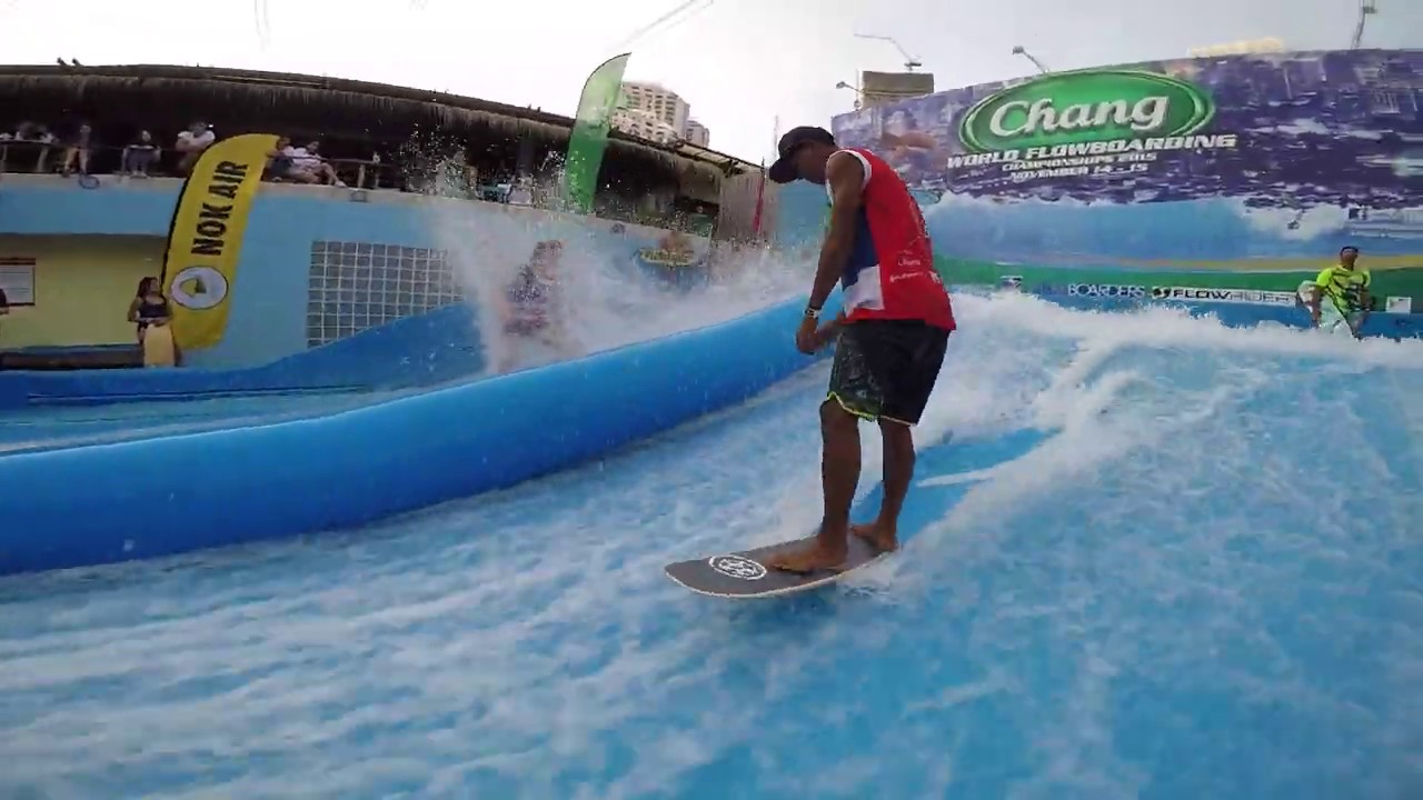 Pros practicing for the FlowRider World Flowboarding Championships at ...