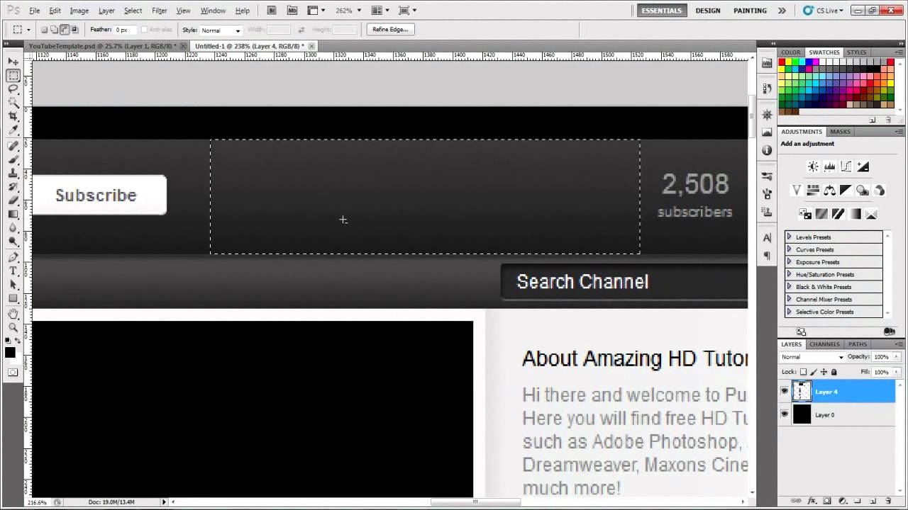 Photoshop Tutorial: How to make a custom YouTube layout! - YouTube