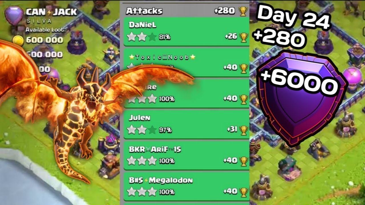 +6000 legend league Attacks | Super dragons Attacks September Season Day 24 | clash of clans ...