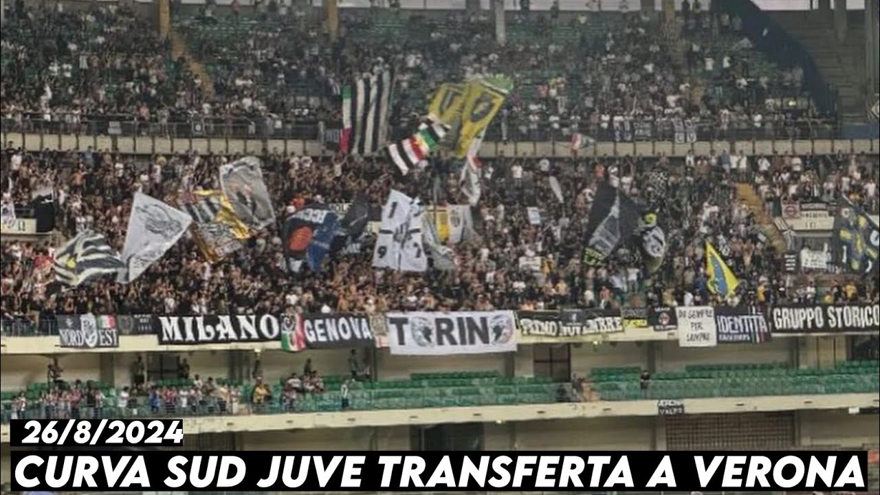 CURVA SUD JUVE TRANSFERTA A VERONA || Hellas Verona vs Juventus 26/8 ...