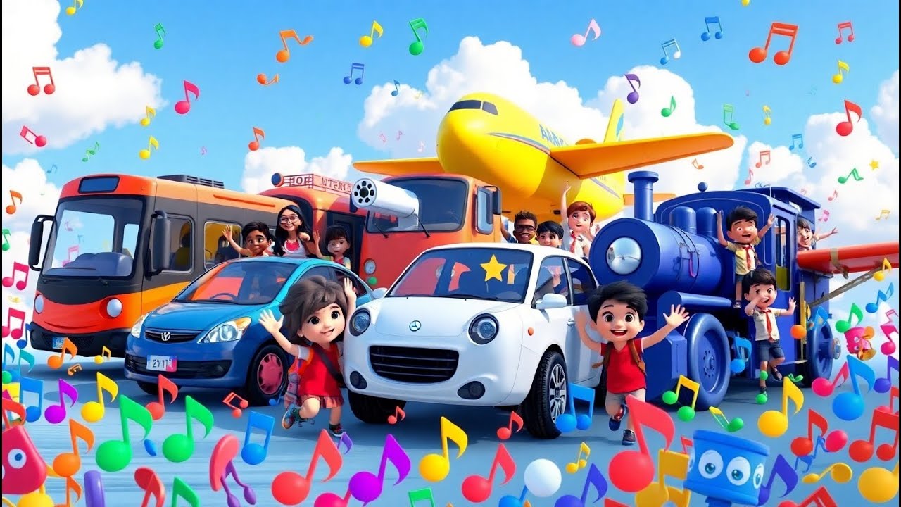 Fun Transportation Song for Kids | Cars, Buses, Trains & Planes Song ...