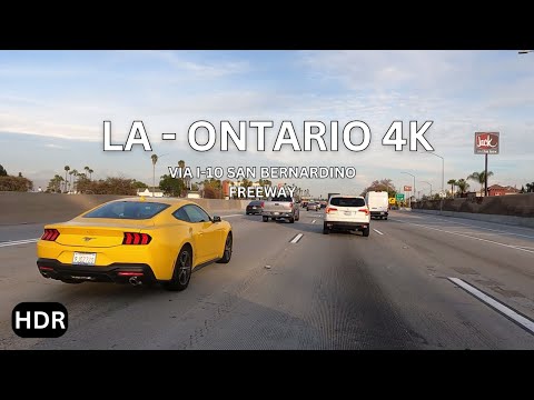 Driving from Los Angeles to Ontario - via I-10 East San Bernardino Freeway 4K ASMR