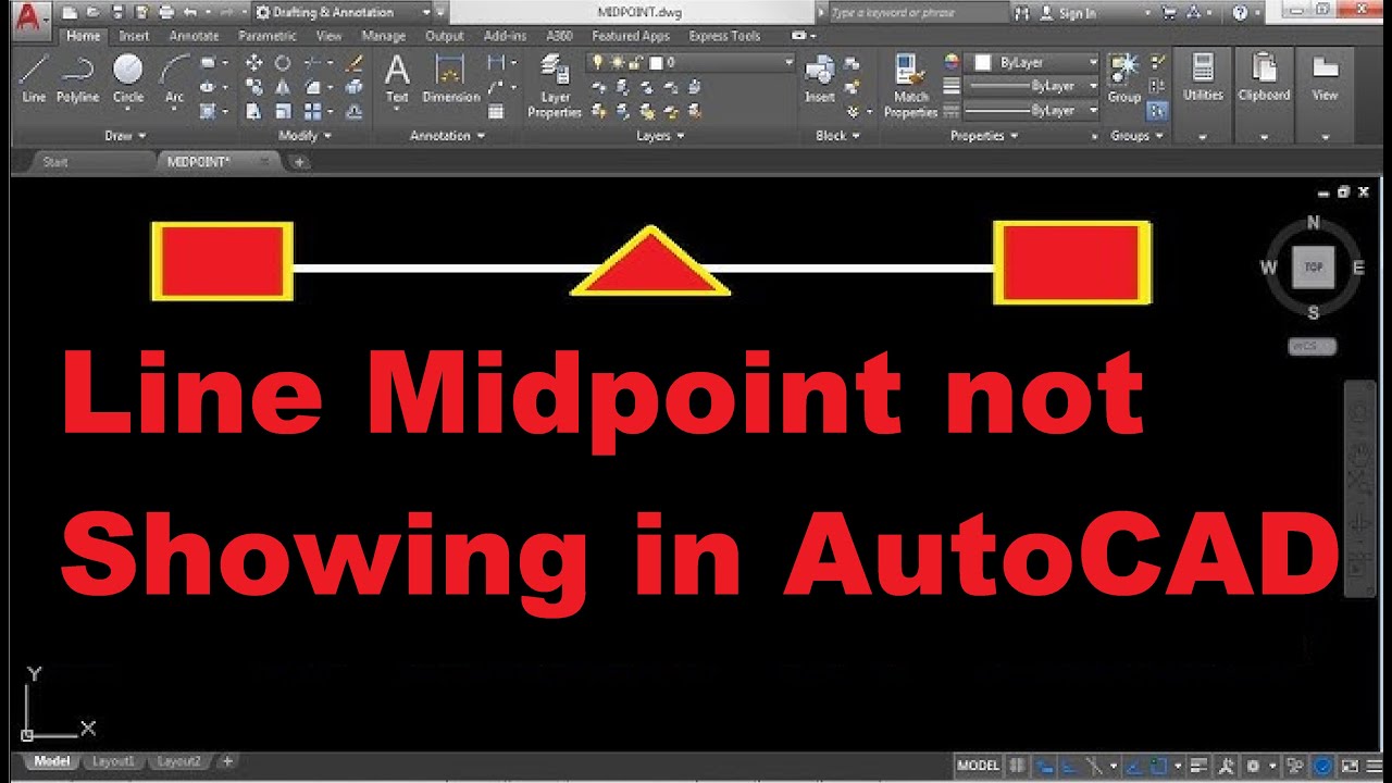 AutCAD Line Midpoint not Showing II AutoCAD Tutorial -23 - YouTube