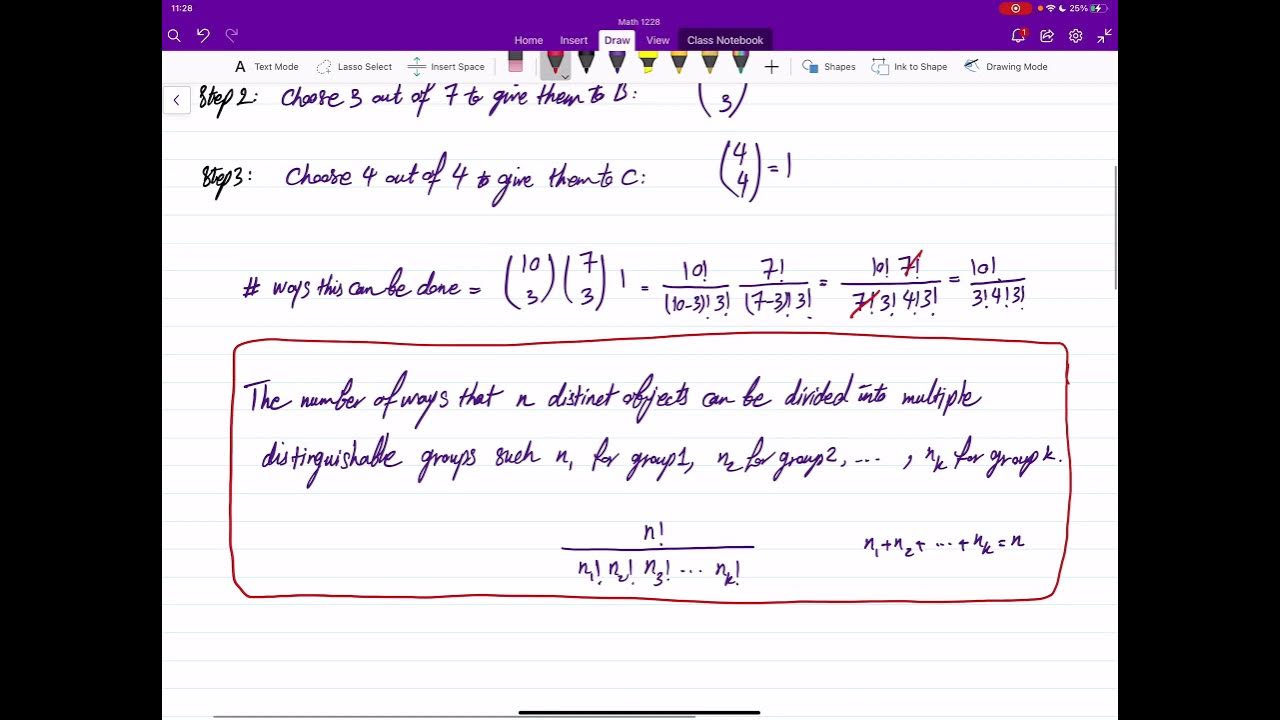 Labtube (Finite Math)-Dividing distinct objects into multiple distinguishable groups - YouTube