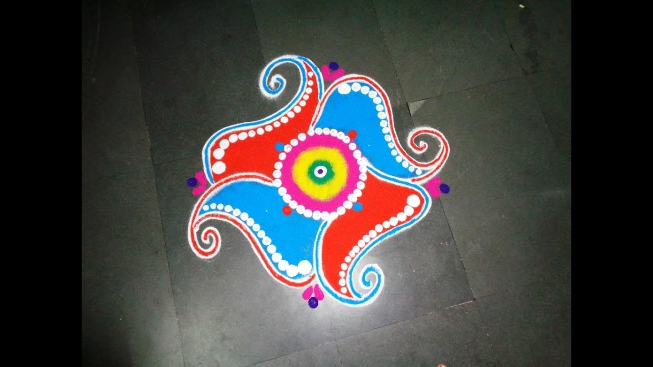 how to make square fancy rangoli design created by latest rangoli - YouTube