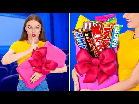 CARA-CARA LUCU MENYELUNDUPKAN MAKANAN KE BIOSKOP || Kiat- Kiat Makanan Keren oleh 123 GO!