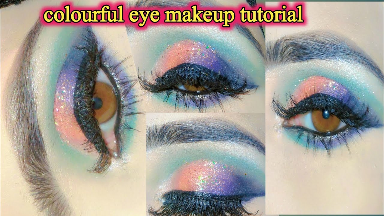 colourful eye makeup tutorial ||Cut Crease Eyeshadow look || Hoorain ...