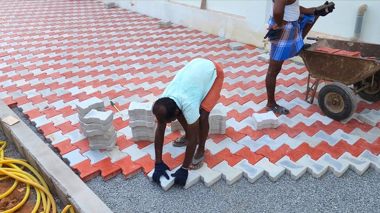 WoW Excellent design!-I design House parking area Flooring paver block ...