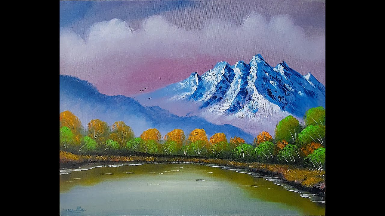 Painting easy for Beginners, Mountain classic landscape oil canvas ...