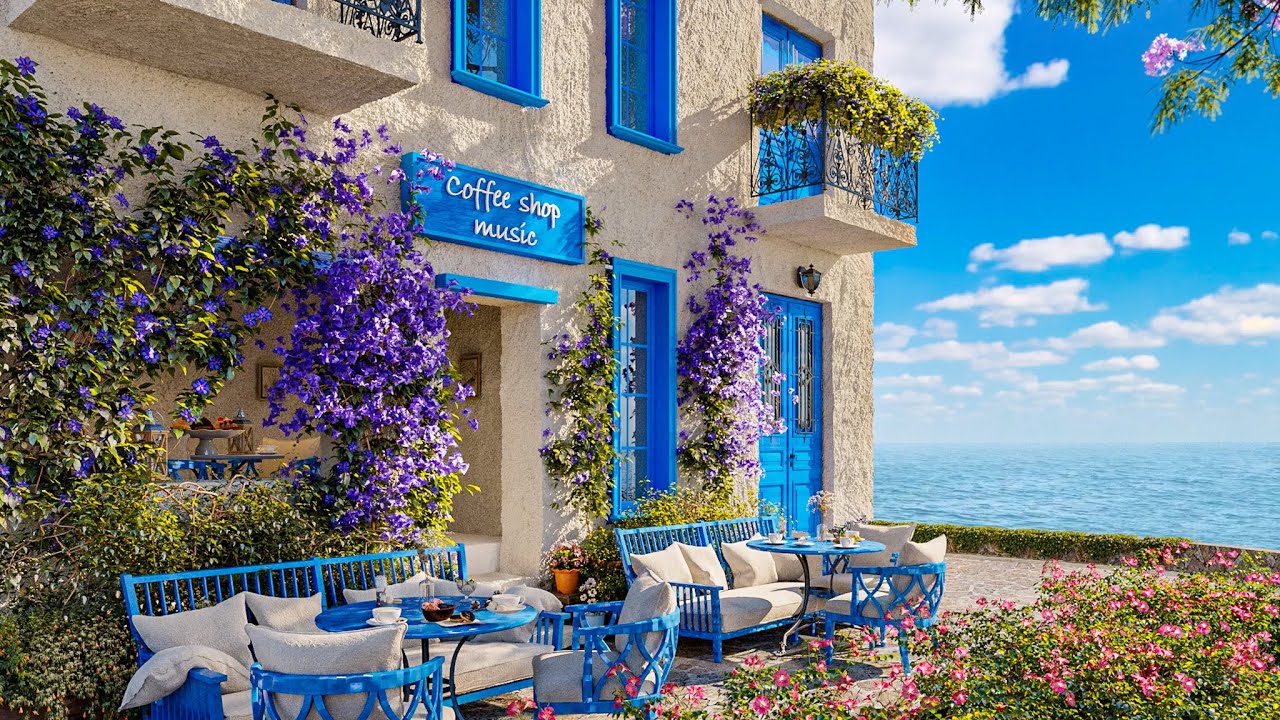 Seaside Coffee Shop - Bossa Nova Jazz Music and Relaxing Ocean Waves ...
