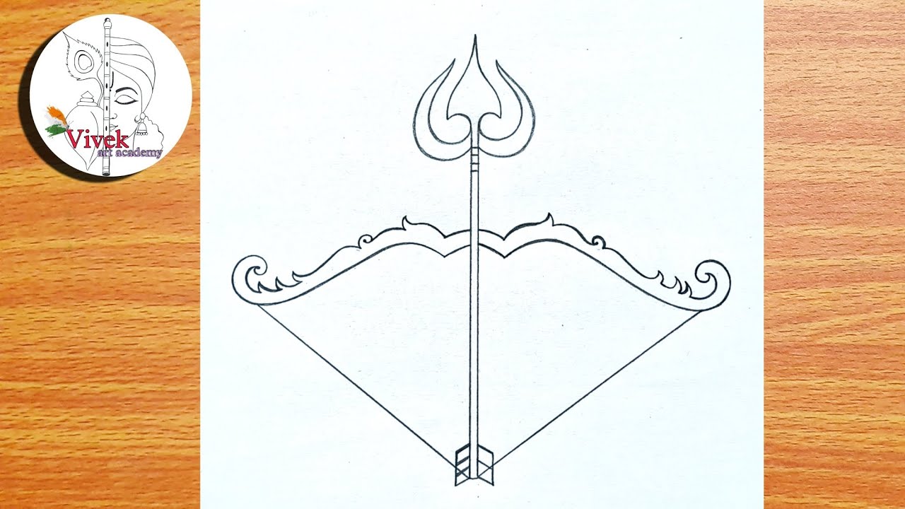 Trishul Arrow and Bow Drawing | Shree Ram Drawing | Trishul Drawing ...