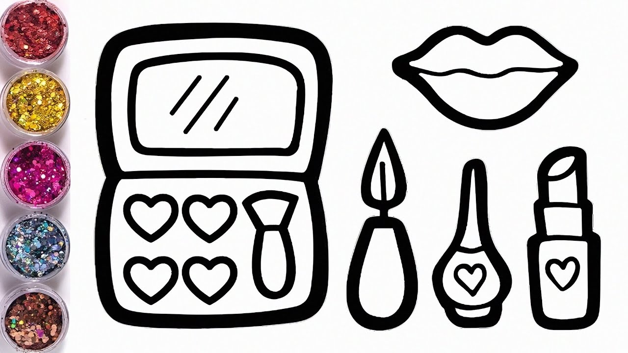 How to Draw Makeup set💄||Drawing beautiful makeup set step by step # ...
