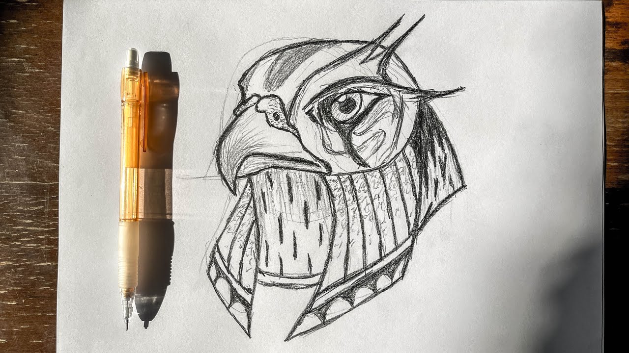 How to Draw an Egyptian Eagle Step by Step / Horus Drawing / Easy ...