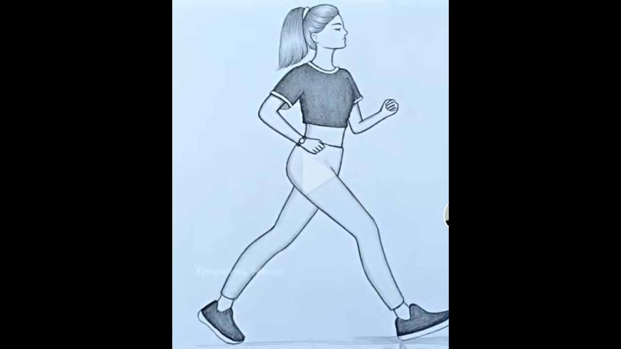 How to draw a girl running -Easy drawing |Beautiful girl drawing ...