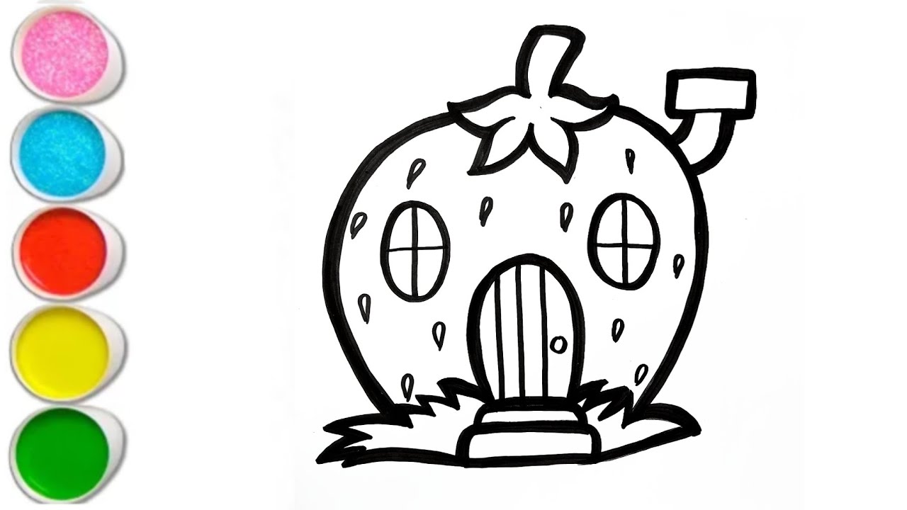 Strawberry House Drawing Painting Colouring For Kids And Toddlers ...